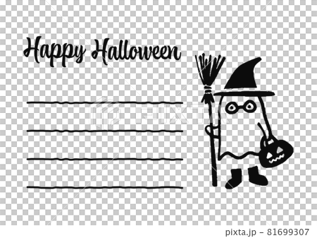 Halloween message card, ghost dressed as a witch - Stock Illustration ...