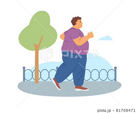 Fat Man Running Cartoon