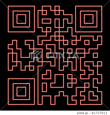 Neon qr code red color vector illustration flat のイラスト素材 [81737013] - PIXTA