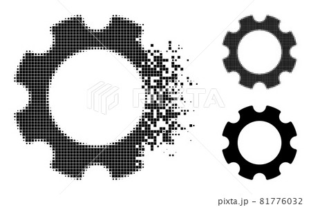 Dissipated and Halftone Pixelated Gear Glyphのイラスト素材 [81776032] - PIXTA