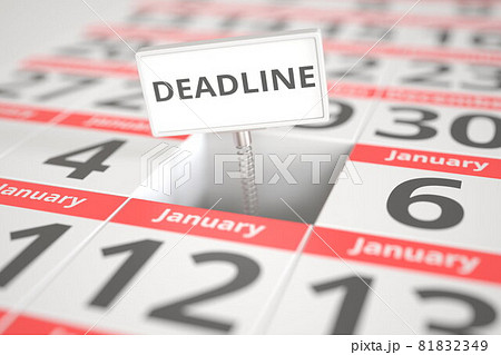 DEADLINE notice on January 5 in a calendar, 3d...のイラスト素材 [81832349] - PIXTA