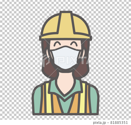 Icon of a smiling construction staff wearing a... - Stock Illustration ...