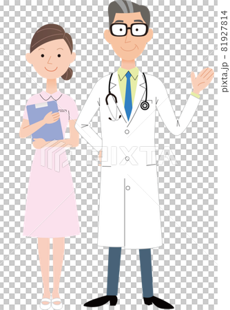 Young female nurse and veteran doctor - Stock Illustration [81927814 ...
