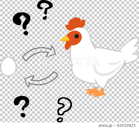 Chicken, egg and question mark - Stock Illustration [82010925] - PIXTA