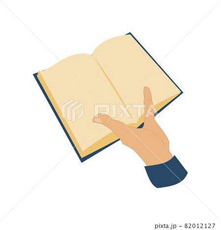 Hand with blue open book Flat vector illustrationのイラスト素材 [82012127] - PIXTA