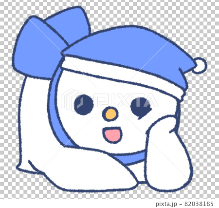 A snowman who lays down and makes a cheek stick... - Stock Illustration ...