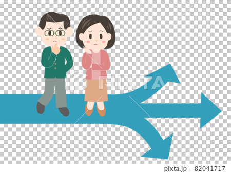 People at the crossroads: Middle-aged and older... - Stock Illustration ...