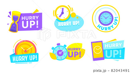 Set Hurry Up Icons with Alarm Clock and...のイラスト素材 [82043491] - PIXTA