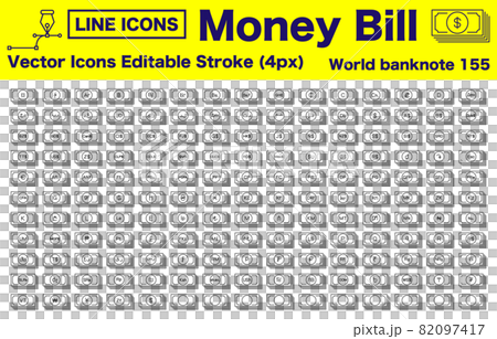 World banknote line icon set vector illustration - Stock Illustration ...