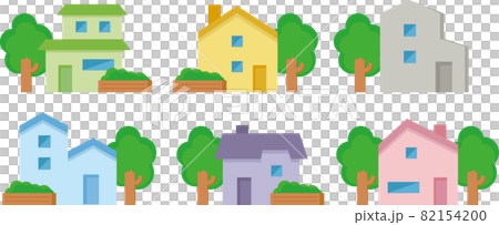 Houses of various shapes, detached houses,... - Stock Illustration ...