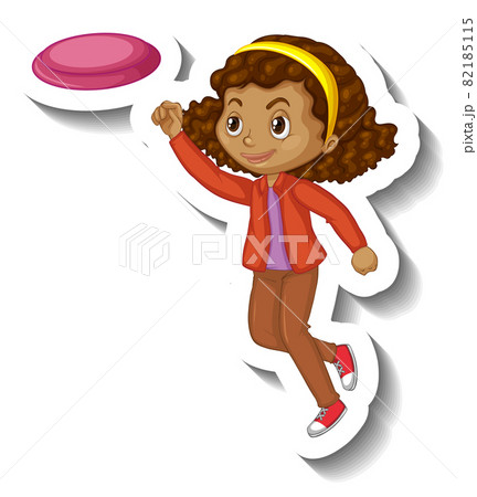 A girl catching plate cartoon character stickerのイラスト素材 [82185115] - PIXTA