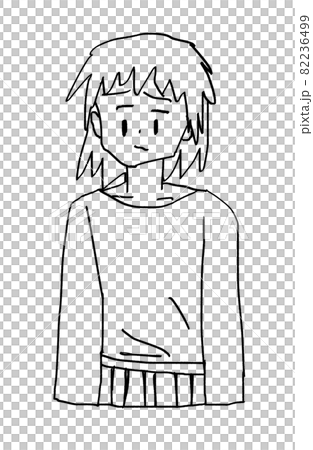 Line drawing of a person with a sad expression - Stock Illustration ...