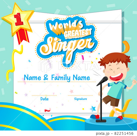 World greatest singer certificate templateのイラスト素材 [82251456] - PIXTA