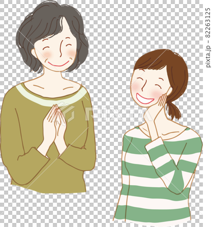 Young women and older women talking face-to-face. - Stock Illustration ...