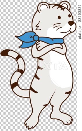 White tiger character with arms crossed - Stock Illustration [82263822 ...