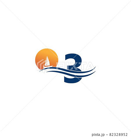 Number 2 logo with ocean landscape icon templateのイラスト素材 [82328952] - PIXTA