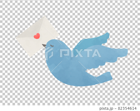 Illustration material: Flying blue bird and letter - Stock Illustration ...