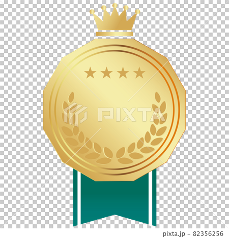 Medal_polygon_green vertical ribbon - Stock Illustration [82356256] - PIXTA