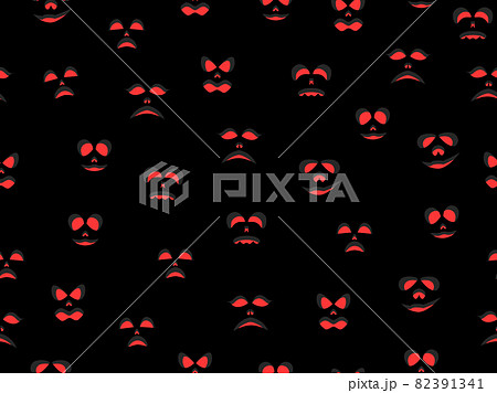 Halloween seamless pattern with scary face. Red...のイラスト素材 [82391341 ...