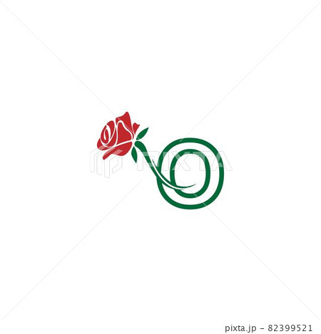 Letter O with rose icon logo vector templateのイラスト素材 [82399521] - PIXTA