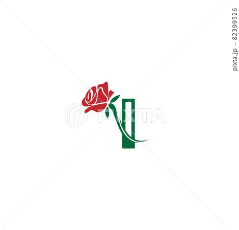 Letter I with rose icon logo vector templateのイラスト素材 [82399526] - PIXTA