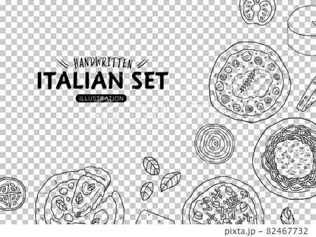 Cute hand drawn Italian illustration set - Stock Illustration [82467732 ...