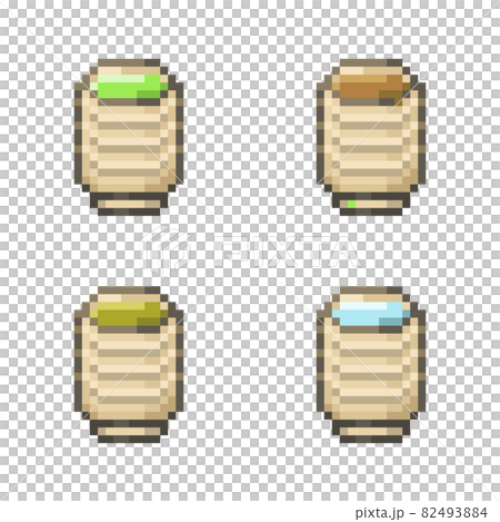 Pixel art of green tea, roasted green tea,... - Stock Illustration ...