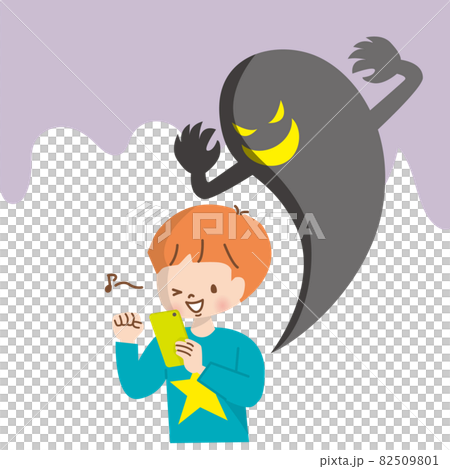 Shadows creeping on children using smartphones... - Stock Illustration ...