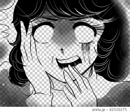 70's shojo manga Deteriorated skin, female face... - Stock Illustration ...