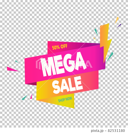Mega sale 50% off shop now banner attention... - Stock Illustration ...