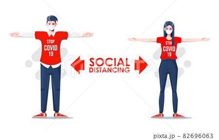 Social distancing, Keep distance in public...のイラスト素材 [82696063] - PIXTA