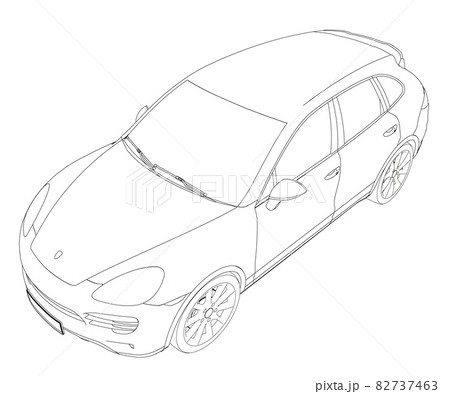 Outline of a passenger car from black lines...のイラスト素材 [82737463] - PIXTA