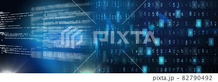 Computer code processing over blue background,...のイラスト素材 [82790492] - PIXTA