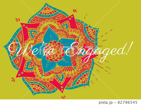 We are engaged text against colorful decorative...のイラスト素材 [82796545 ...