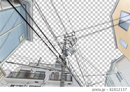 Looking up at the electric wire - Stock Illustration [82812137] - PIXTA