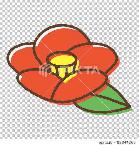 Cute hand-painted camellia flower icon - Stock Illustration [82844268 ...