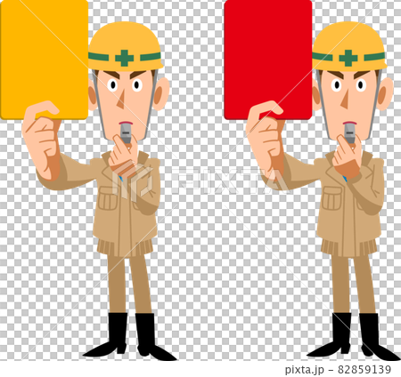 Male construction site worker showing yellow... - Stock Illustration ...