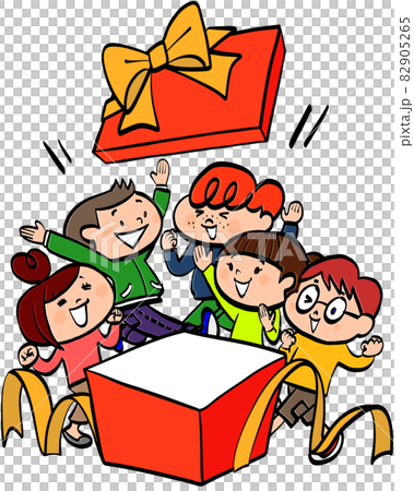 Kids open a gift box! - Stock Illustration [82905265] - PIXTA
