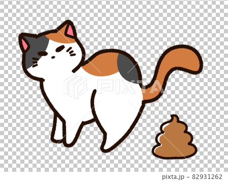Calico cat pooping - Stock Illustration [82931262] - PIXTA