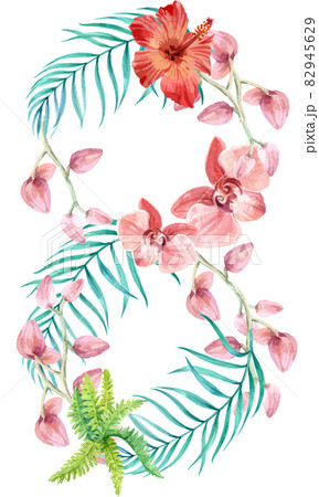 Tropical number watercolorのイラスト素材 [82945629] - PIXTA