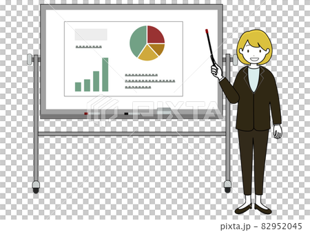 Illustration of a woman explaining presentation... - Stock Illustration ...