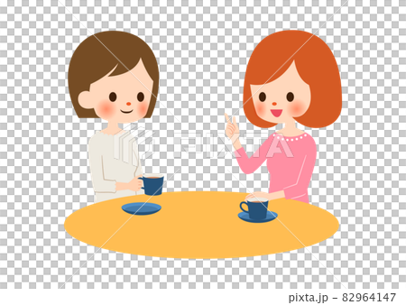 A woman talking over tea - Stock Illustration [82964147] - PIXTA