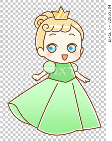 Cute princess green facing left - Stock Illustration [82965384] - PIXTA