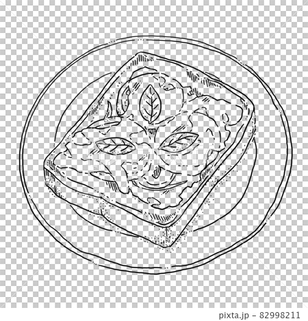 Pen drawing cut illustration of pizza toast - Stock Illustration ...