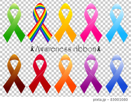 [Ribbon movement] A set of colorful awareness... - Stock Illustration ...