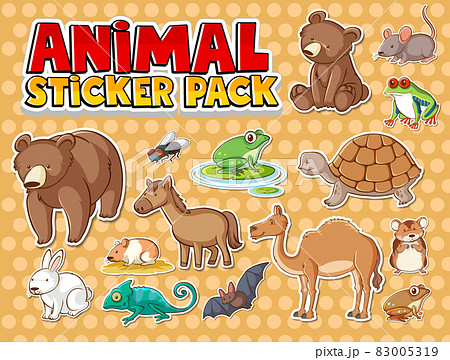 Cute wild animals sticker pack isolatedのイラスト素材 [83005319] - PIXTA