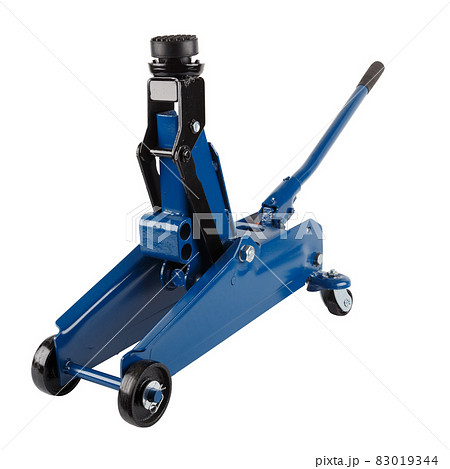 blue hydraulic car jack isolated on white...の写真素材 [83019344] - PIXTA