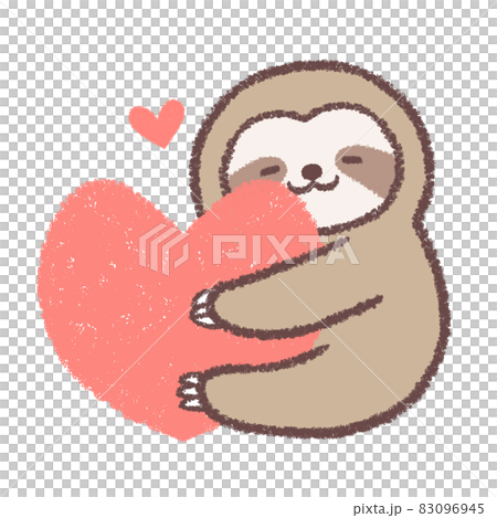Sloth holding a heart - Stock Illustration [83096945] - PIXTA