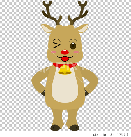 Illustration of a winking reindeer character - Stock Illustration ...