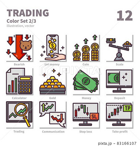 Trading icons set, Color, vector and...のイラスト素材 [83166107] - PIXTA